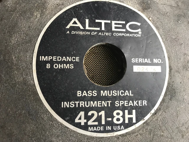 VINTAGE ALTEC LANSING 421-8H 15” Bass Speaker 150W 8 Ohms Working ...