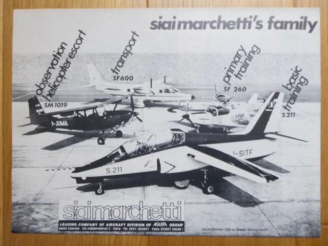 4/1983 PUB SIAI Marchetti S211 Sm1019 Sf600 Sf260 Aircraft Original Ad ...
