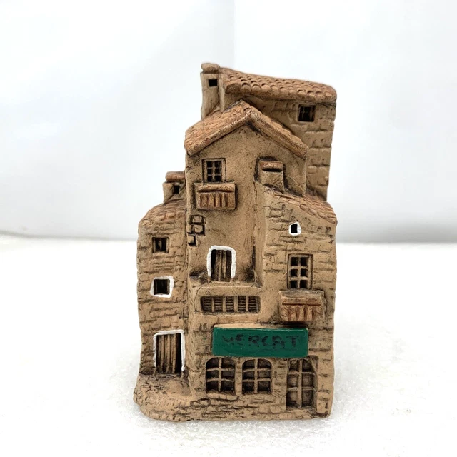 MINIATURE MERCAT MARKET 4" Ceramic Clay House Building Village Decor ...