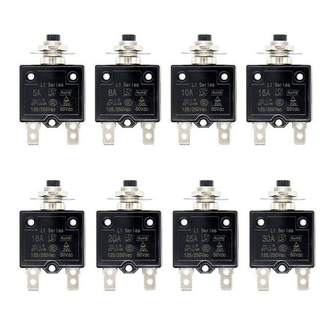 MANUAL RESET 125-250V AC 50V DC Push Button Switch Thermal Circuit ...