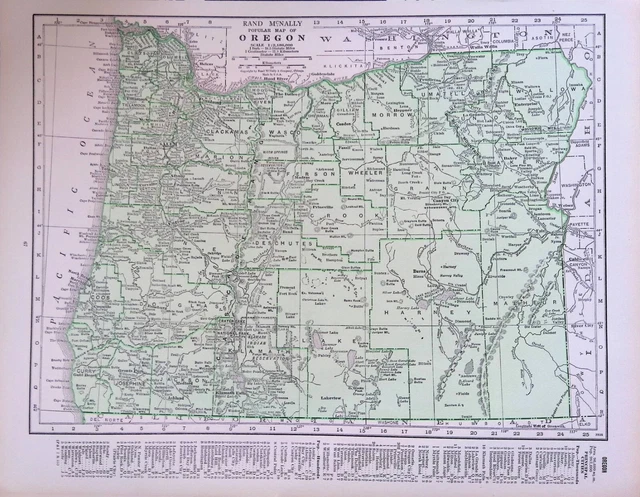 VINTAGE 1937 COLOR Map of Oregon 11" x 14" $16.46 - PicClick