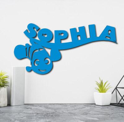 PERSONALISED WOODEN NAME Finding Nemo Disney characters Wall Hanging ...