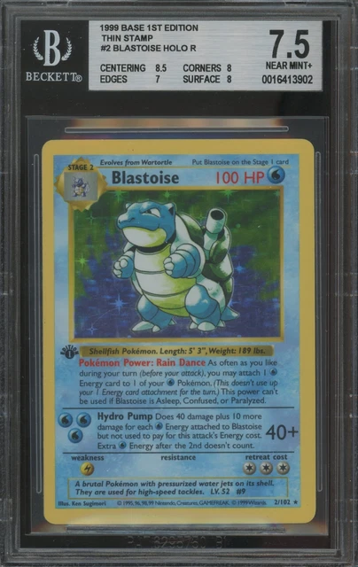 SET BASE POKEMON Blastoise Shaowless 1a Edizione Timbro Sottile Olo ...