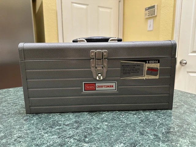 VINTAGE SEARS CRAFTSMAN USA Gray Mechanics Tool Box 18"×9"×8" & Red ...