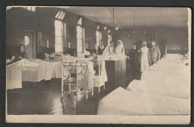 WW1 GREAT OLD Military Card Nurses Soldiers In War Hospital Ward Around ...
