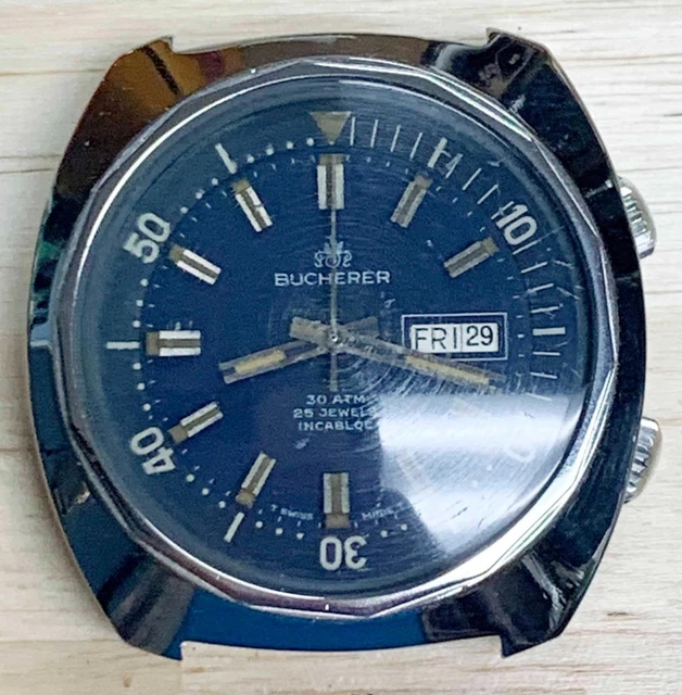 OROLOGIO VINTAGE BUCHERER SUPER COMPRESSORE SUBACQUEO ETA 2638 ref.1522 ...