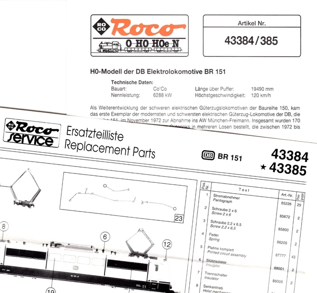 ROCO H0 LOKOMOTIVEN, Bedienungsanleitung u Ersatzteilliste, BR V200 ...