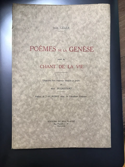 POÈMES DE LA Genèse suivis du Chant de la Vie, LEGER Jean, 1923, envoi ...