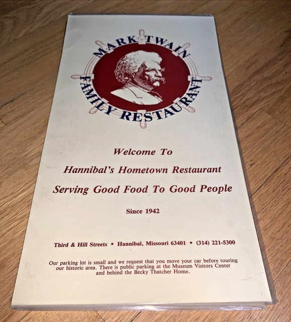 VINTAGE MARK TWAIN FAMILY RESTAURANT Menu - Hannibal Missouri $13.29 ...