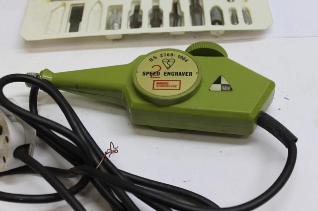 VINTAGE BURGESS POWERLINE Electric 2 Speed Engraver Model 72 with ...