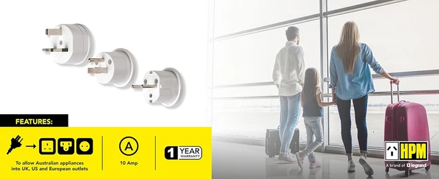 HPM INTERNATIONAL TRAVEL Adaptor EUR/USA/UK White $39.99 - PicClick AU