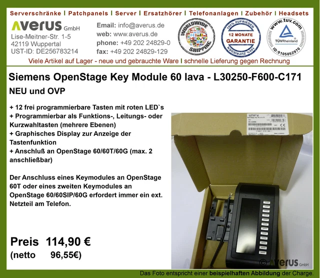 SIEMENS OPENSTAGE KEY Modules 60 lava - new and original packaging / Rg ...
