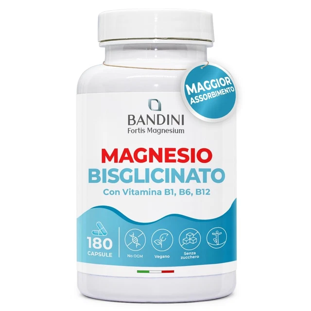 BANDINI® MAGNESIO BISGLICINATO 180 Capsule (2 mesi) 350 mg di Glicinato ...