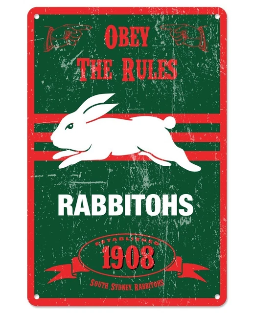 NRL RETRO SUPPORTER Tin Sign - South Sydney Rabbitohs - Man Cave ...