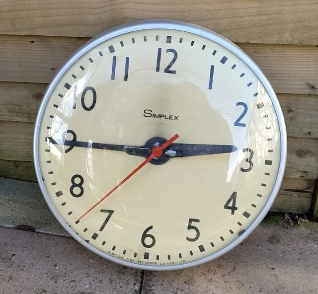 VINTAGE 60S 70S - Simplex Mains Electric Clock - 17 inch - School Train ...
