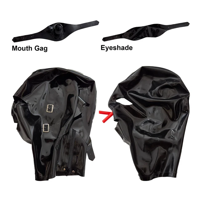 LATEX RUBBER HOOD with Removable Eyes and Mouth Rubber Mask Cosplay ...