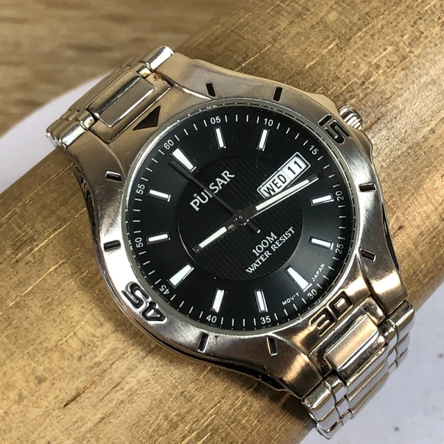 &OROLOGIO ANALOGICO PULSAR VX43-X033 Acciaio Inox Quadrante Nero Giorno ...