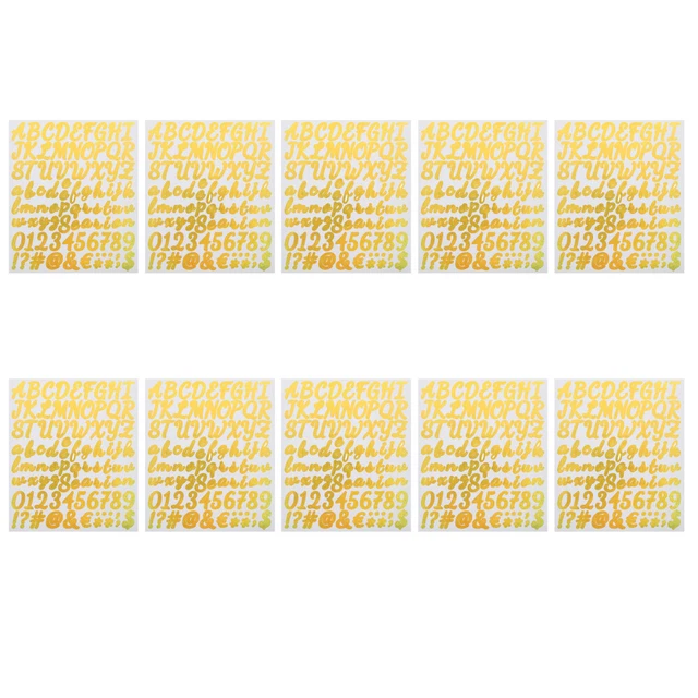 10 SHEETS GRID Bottom Fine Sand Golden Alphanumeric Stickers Letter £7. ...