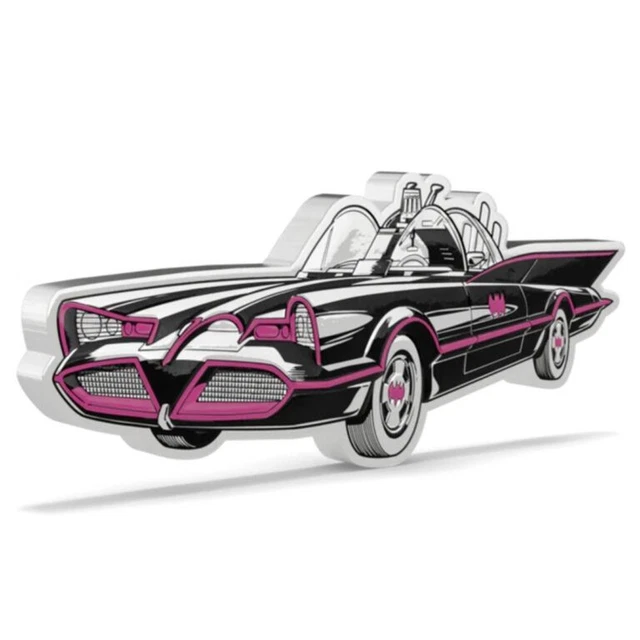 BATMAN™66 BATMOBILE 2025 $2 1 oz Silver Proof Coloured Shaped Coin ...