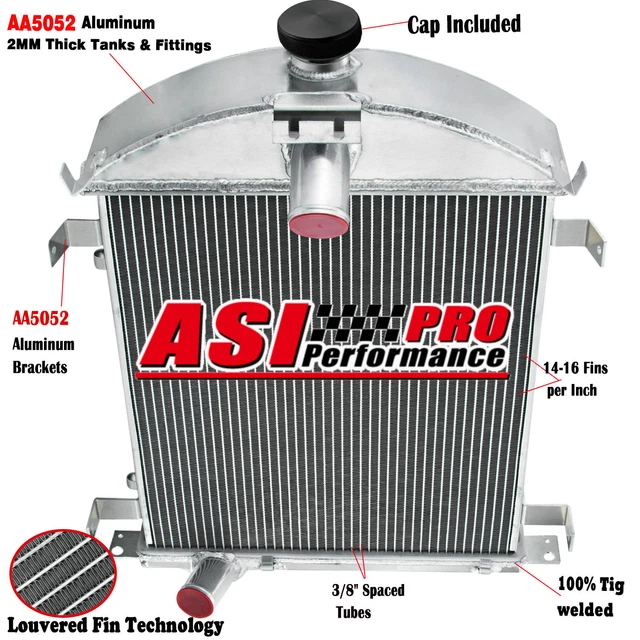 4 ROW ALUMINUM Radiator Fit 1928-1929 Ford Model A Heavy Duty 3.3L L4 ...