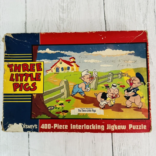 1940S WALT DISNEY’S Three Little Pigs 400-Piece Interlocking Jigsaw ...