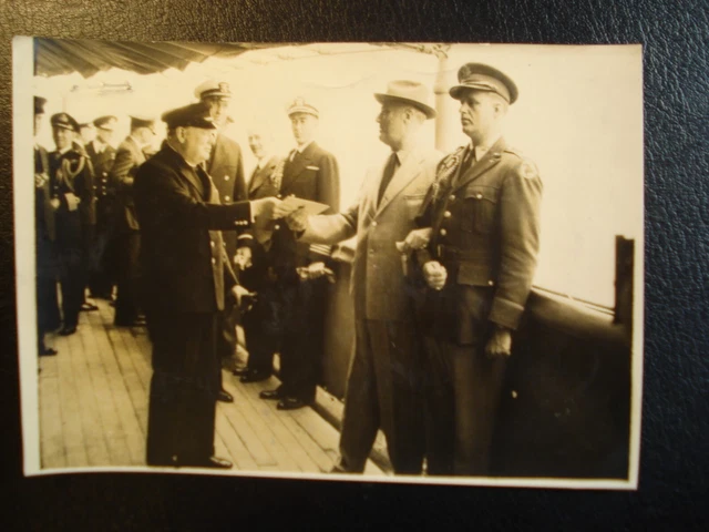 WINSTON CHURCHILL FDR USS Augusta Photo British US Military Political ...