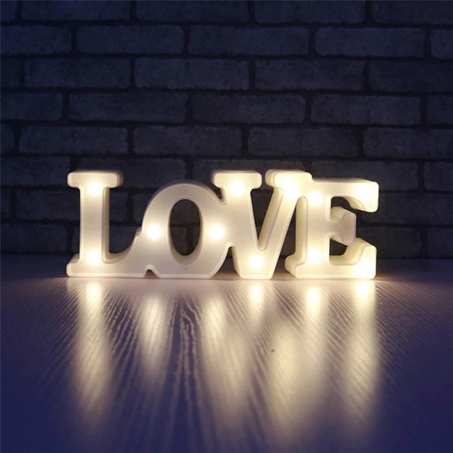 LED NEON SIGN LOVE Letter Shaped Modeling Lamp Decorative Night Light ...