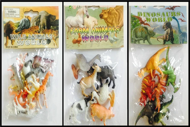 PLASTIC JUNGLE ZOO Figures Wild Farm Animals Dinosaurs Childrens Toys ...