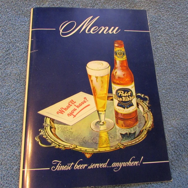 VINTAGE PABST BLUE Ribbon Menu Cover PBR $6.99 - PicClick