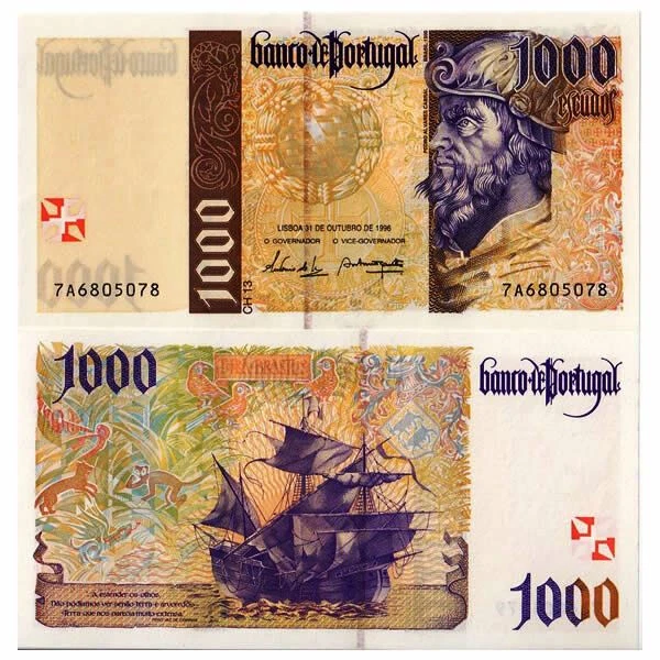 1996 * BANCONOTA 1000 Escudos Portogallo "Pedro Álvares Cabral" (p188b ...