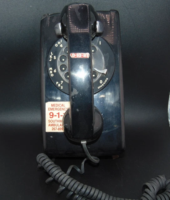 VINTAGE BLACK BELL Systems Western Electric 554 BMP Rotary Wall Phone ...