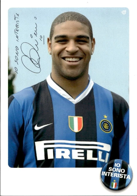 CARTOLINA CALCIATORE INTER Adriano Leite Ribeiro con autografo stampato ...