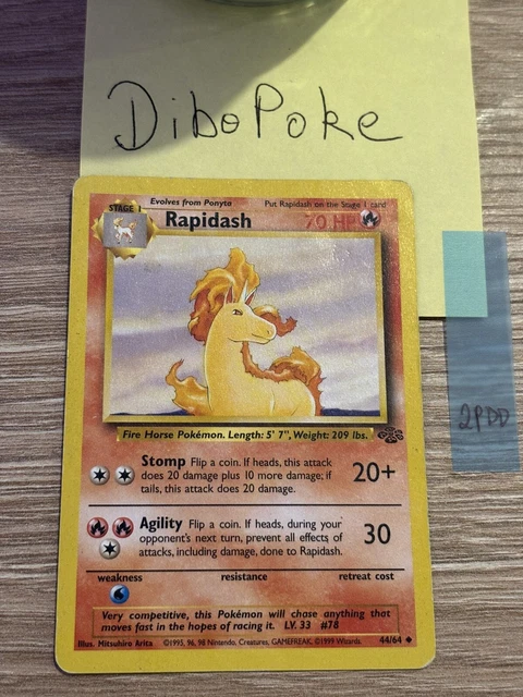 CARTE POKÉMON GALOPA / RAPIDASH ENGLISH 44/64 Set de Base Jungle ...