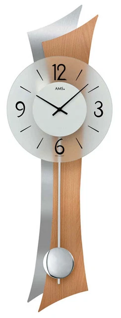 AMS 7425 PENDELUHR modern Glas-Zifferblatt Pendeluhren Holzuhren ...