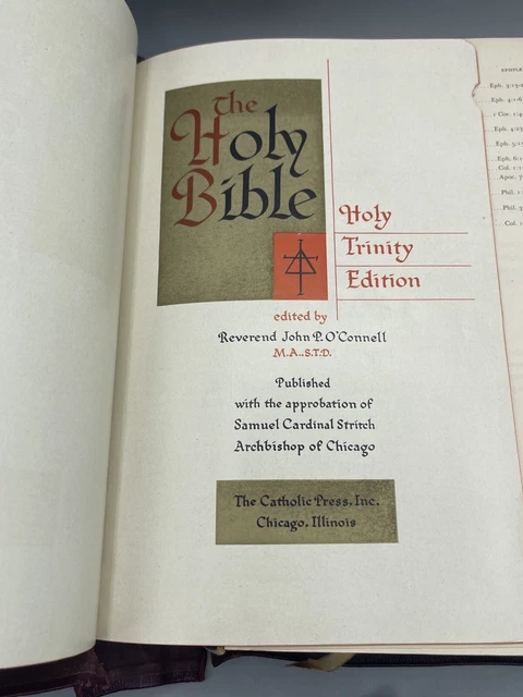 HOLY BIBLE HOLY Trinity Edition of the Catholic Bible, 1951 The ...