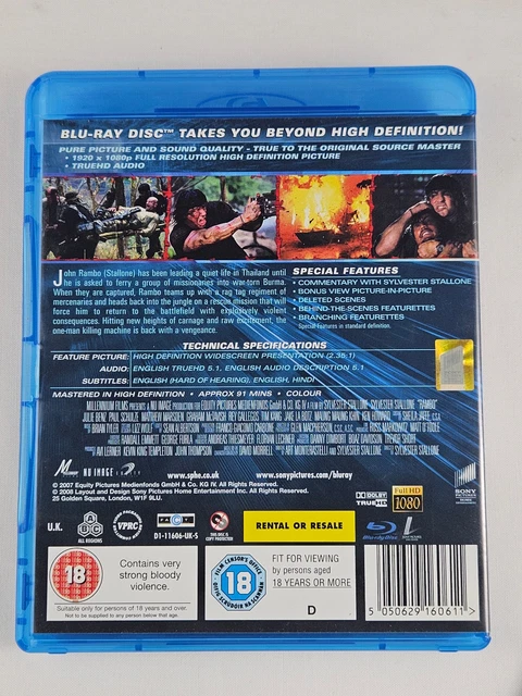 RAMBO BLU-RAY - Region ABC - Mint Disc $9.95 - PicClick AU