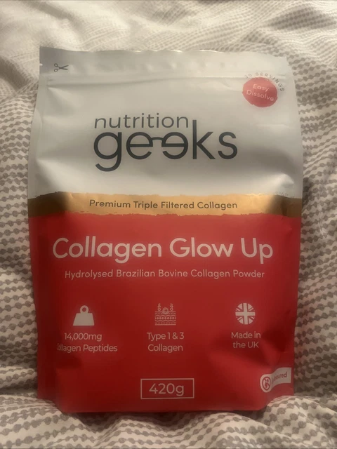 NUTRITION GEEKS COLLAGEN Glow Up Powder 14000mg, 420g, 30 Servings £13. ...
