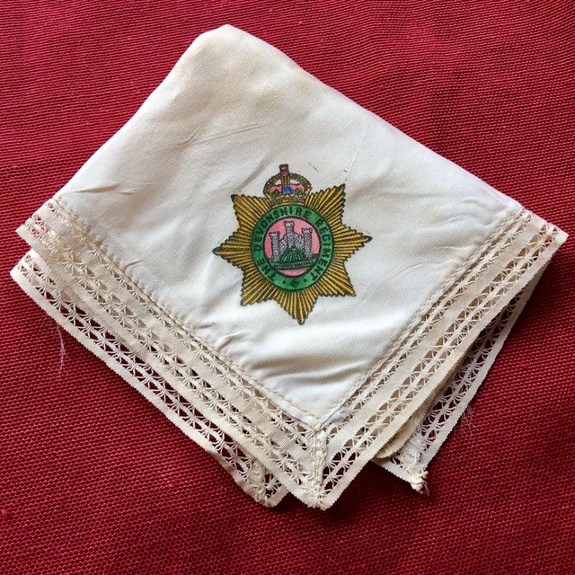 ANTIQUE OLD WW1 Era British Army DEVONSHIRE REGIMENT Silk Handkerchief ...
