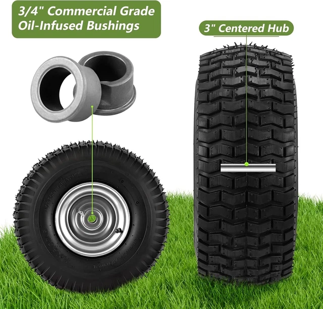 WBUOSZ 2 PACK 15x6.00-6 Tire and Wheel Front Tire 4 Ply with Tube for ...