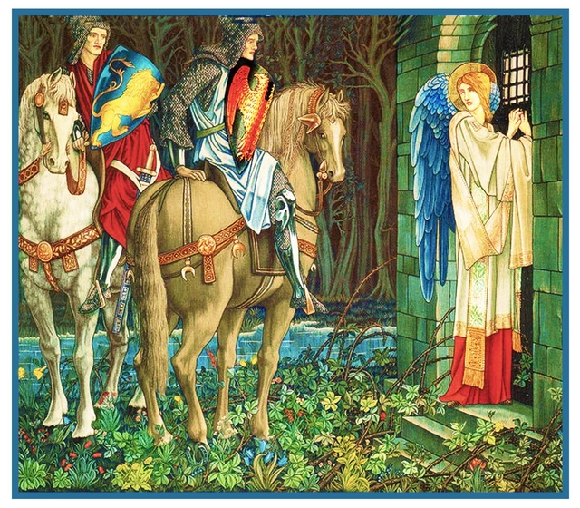 WILLIAM MORRIS PANNE Détail De Sainte Grail Point de Croix Tableau ...