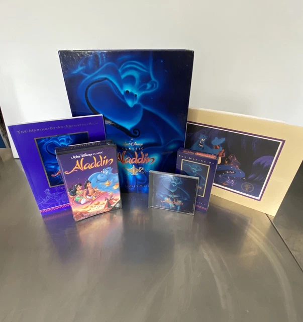 1993 DISNEY ALADDIN Deluxe Collector's Edition Vhs, Book & Soundtrack ...