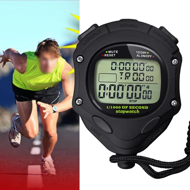DIGITALE STOPPUHR TIMER mit 100 Runden Speicher Metronom und ...