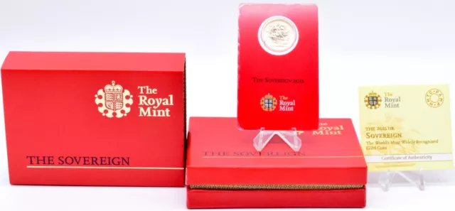 2015 GOLD PROOF 22ct Coin Pistrucci Indian Sovereign BOX + COA Royal ...