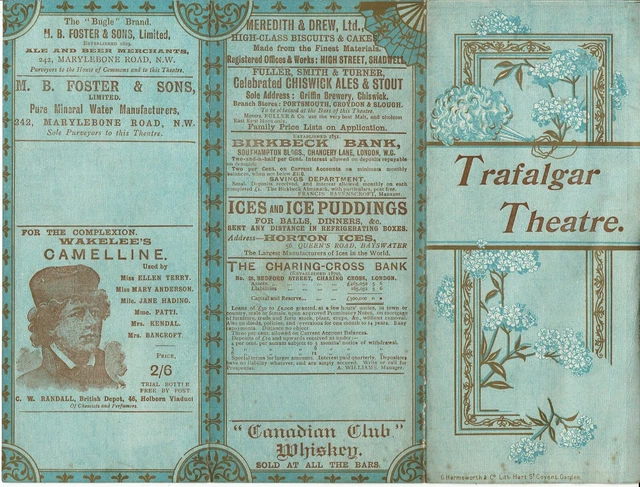 RARE TRAFALGAR THEATRE Flyer circa 1890s advertising The Passport ...