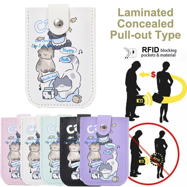 LAMINATED CONCEALED ID Card Holder Pull-out Type Business Card Case ...