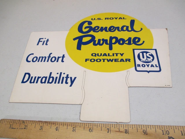 U.S. RUBBER ROYAL GENERAL WORK BOOT insert 1950s clothing store display ...
