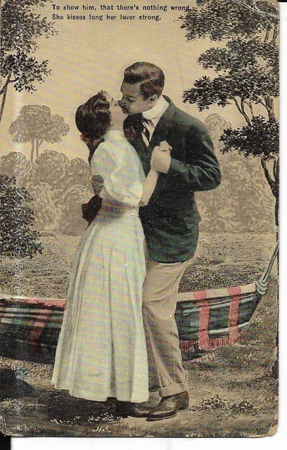 VICTORIAN ERA ROMANCE theme comic postcard, to show him theres nothing ...