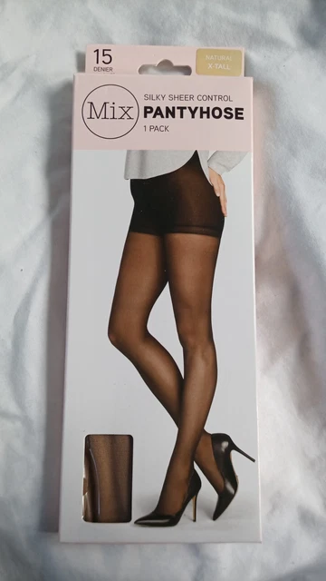 X Tall Natural Mix Silky Sheer Control Pantyhose 15 Denier Reinforced