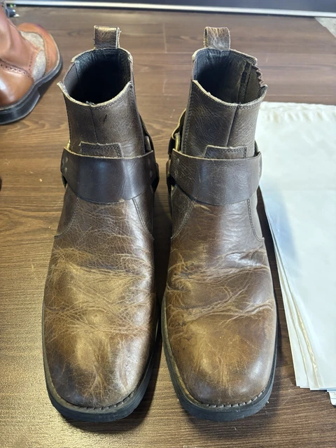 BED STU DISTRESSED Brown Leather Harness Boot Men' Size 43 US 10 £43.78 ...