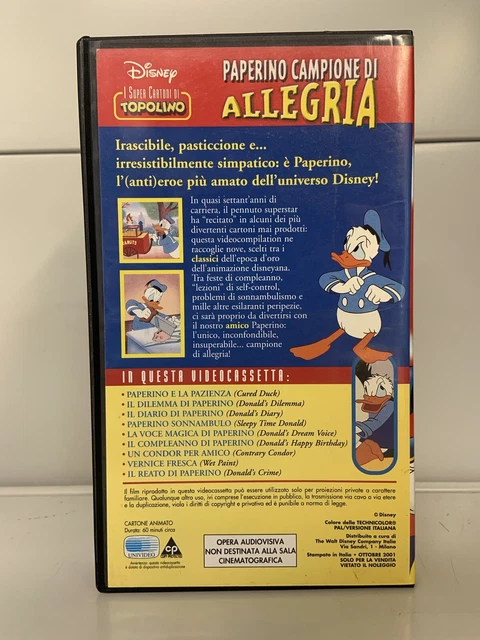 VHS WALT DISNEY Paperino Campione di ALLEGRIA I Super Cartoni di ...